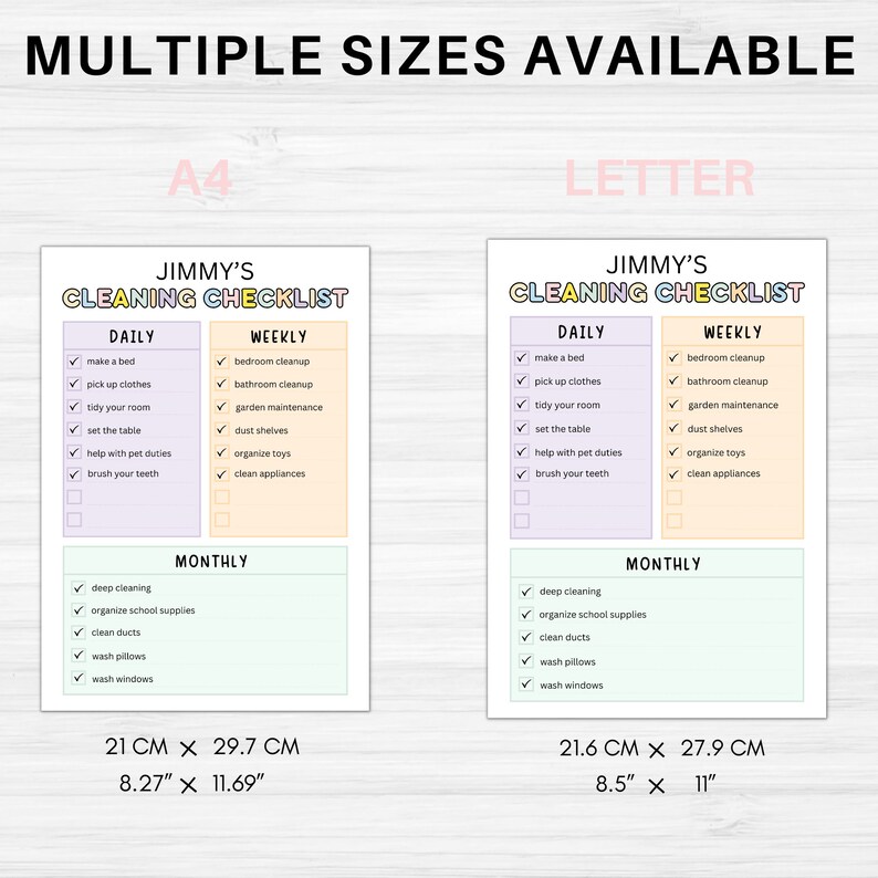 Cleaning Planner Kids Chore Chart Editable Cleaning Schedule for Kids ...