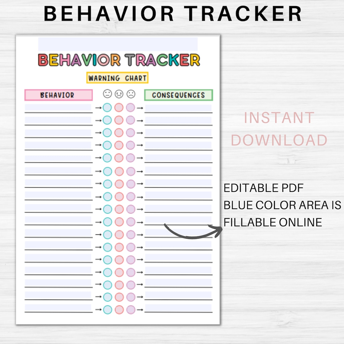 Behavior Reward Chart for Kids Good Behavior Tracking Children Behavior ...
