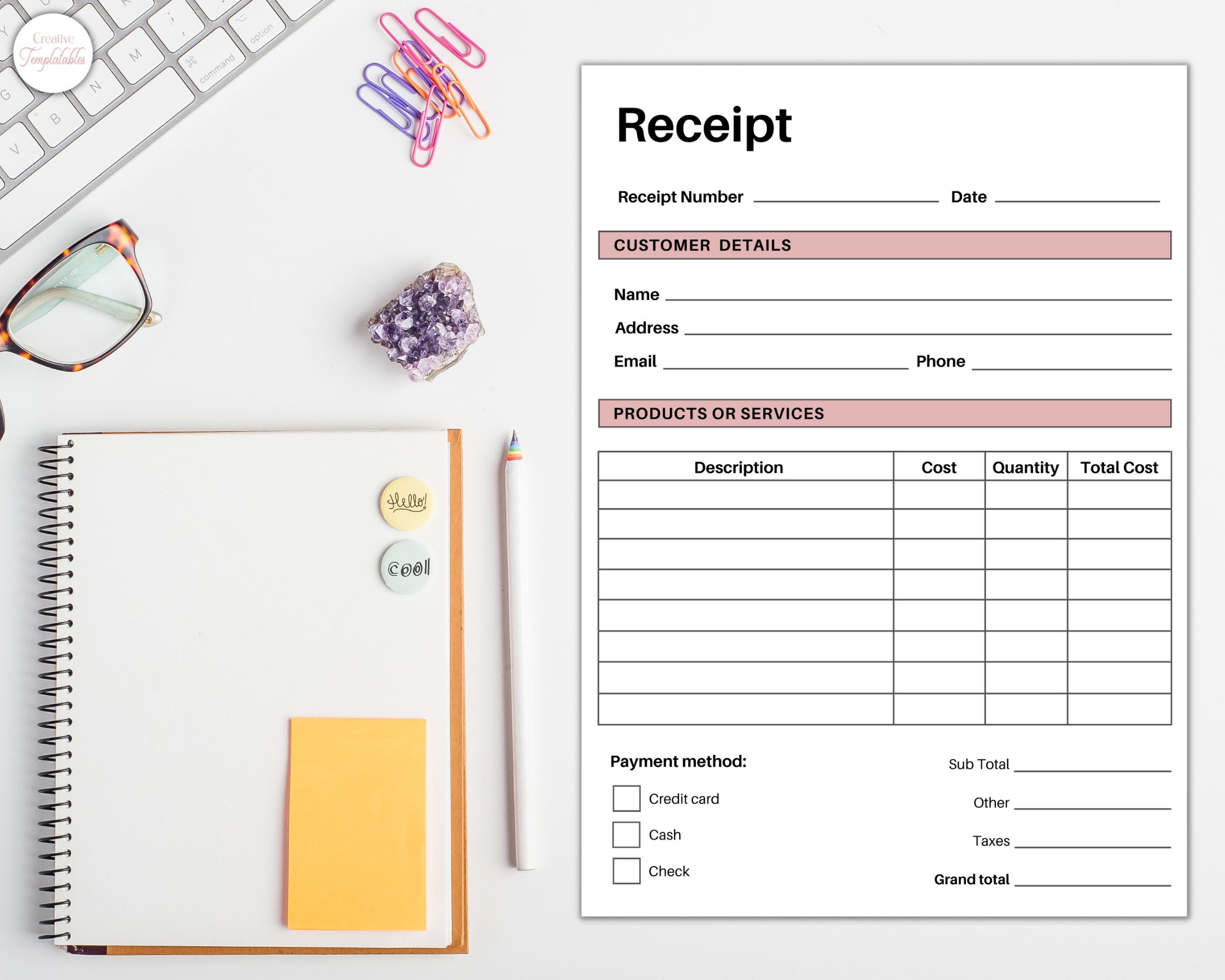 Receipt Template Editable Billing Template Sale and Customer Receipt ...