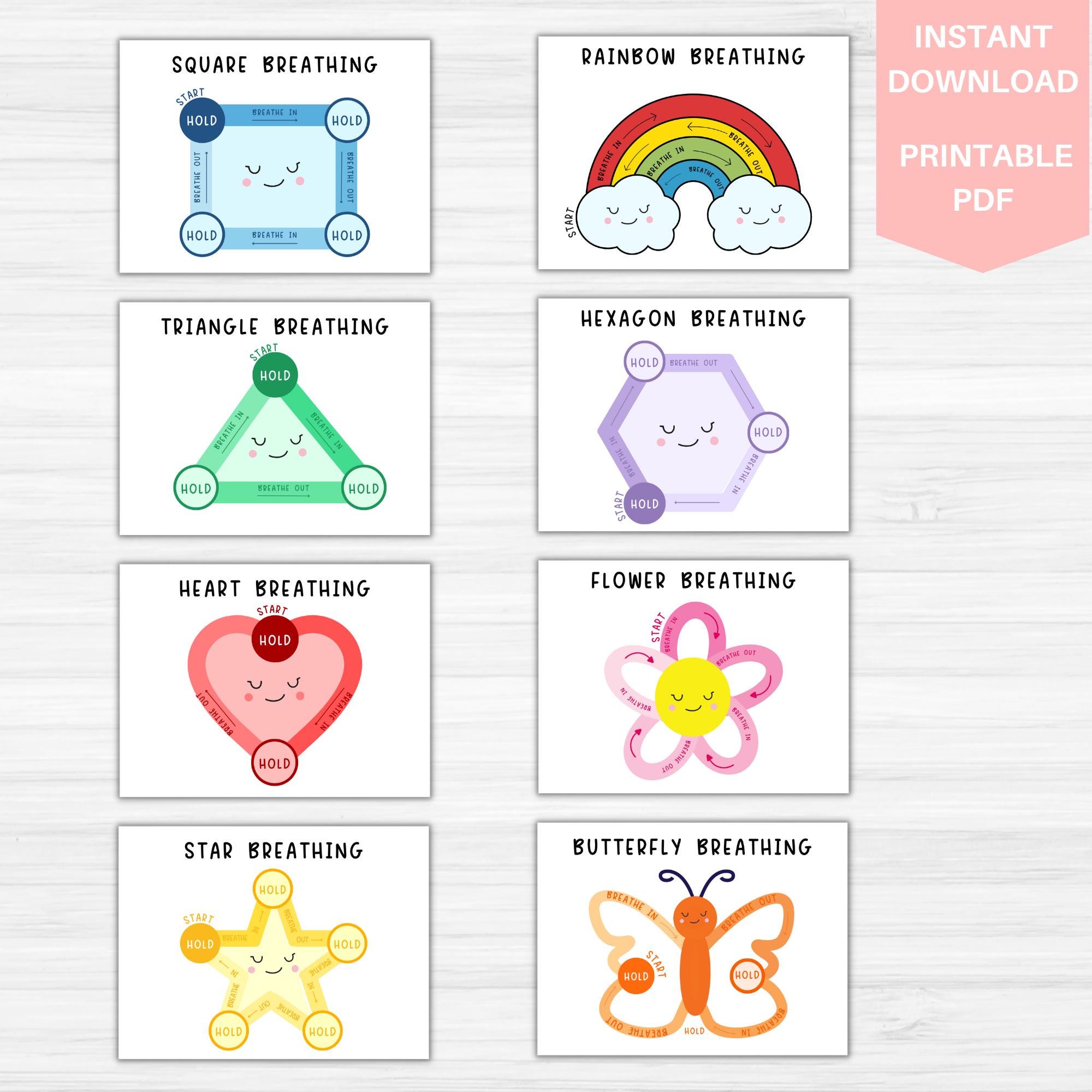Breathing Cards Printable Exercise Activity Cards Calm Down Corner ...