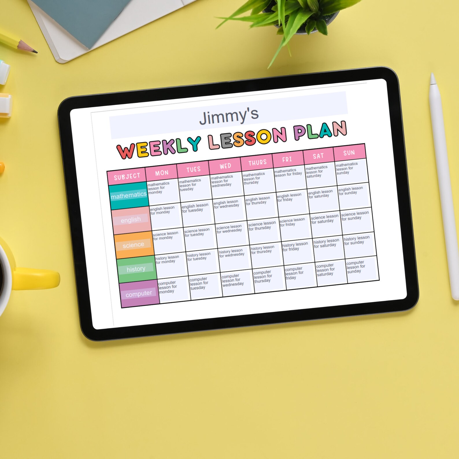 Weekly Lesson Plan Editable | Lesson Planner | Homeschool Teacher ...
