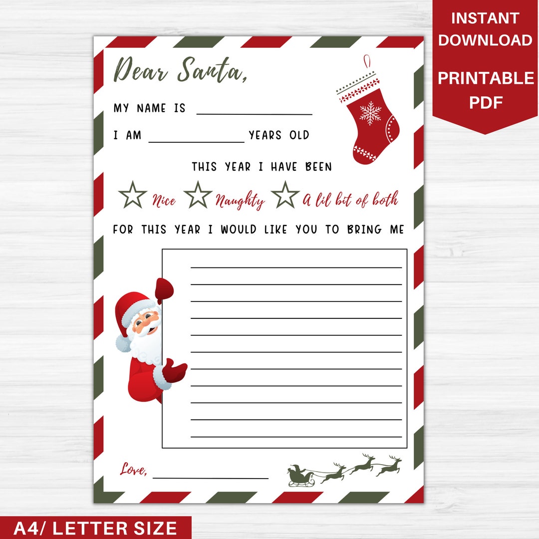 Letter to Santa Christmas Letter Dear Santa Printable Letter to Santa ...
