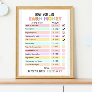 How to Earn Money Chore Chart Editable Allowance Chore Chart for Kids ...