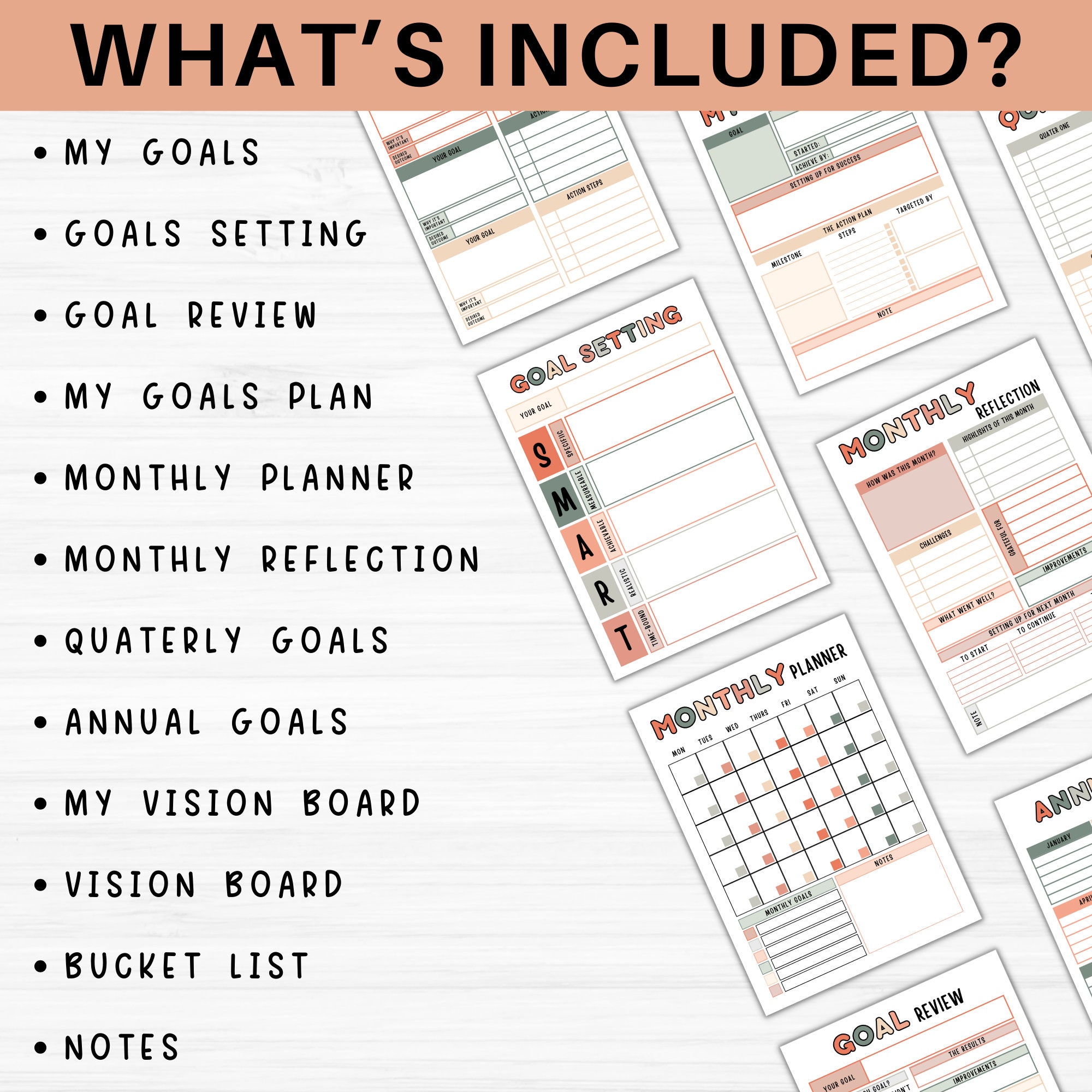Goal Planner Bundle Editable Goals Tracker Smart Goal Setting Kit New ...