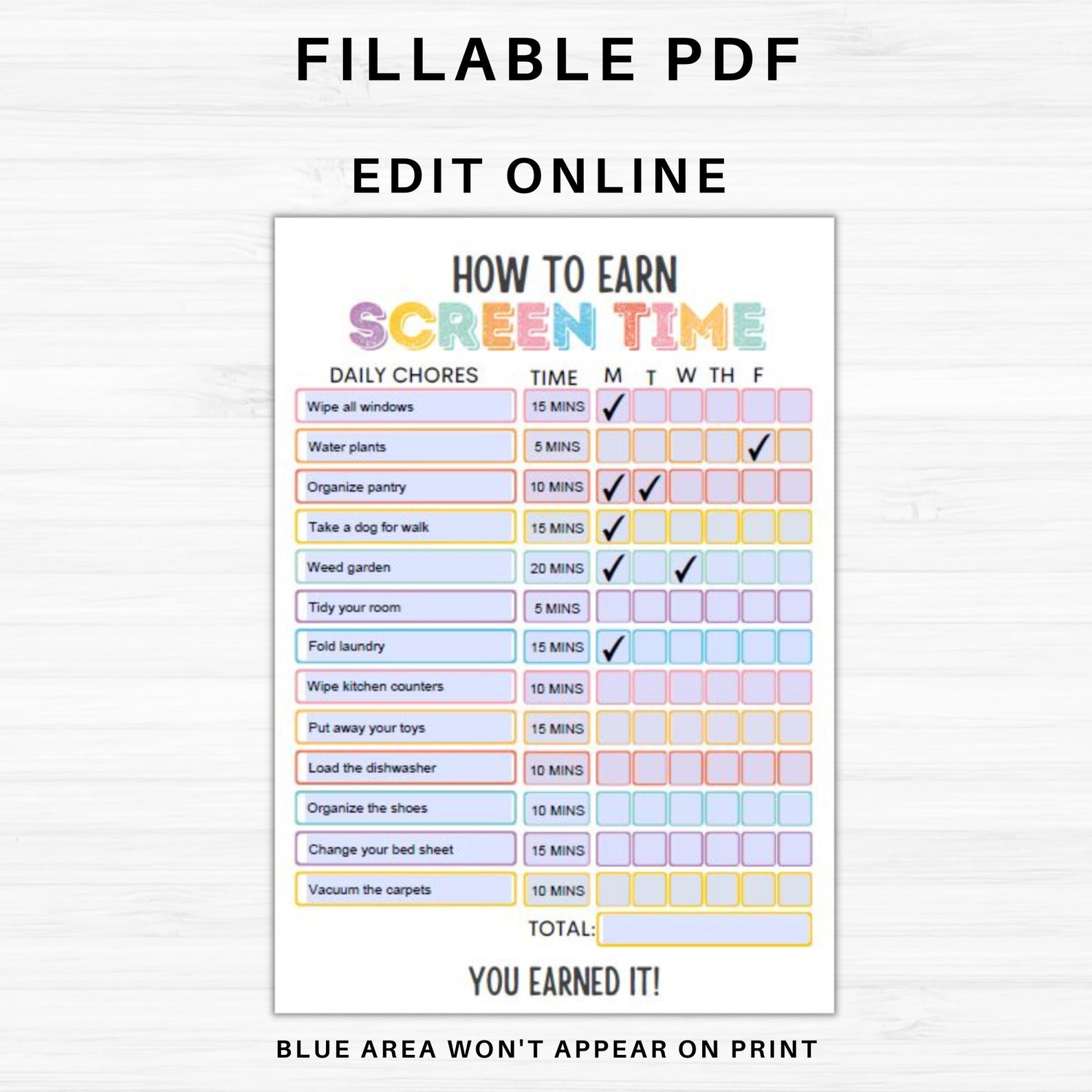How to Earn Screen Time With Screen Bucks | Editable Allowance Chore ...