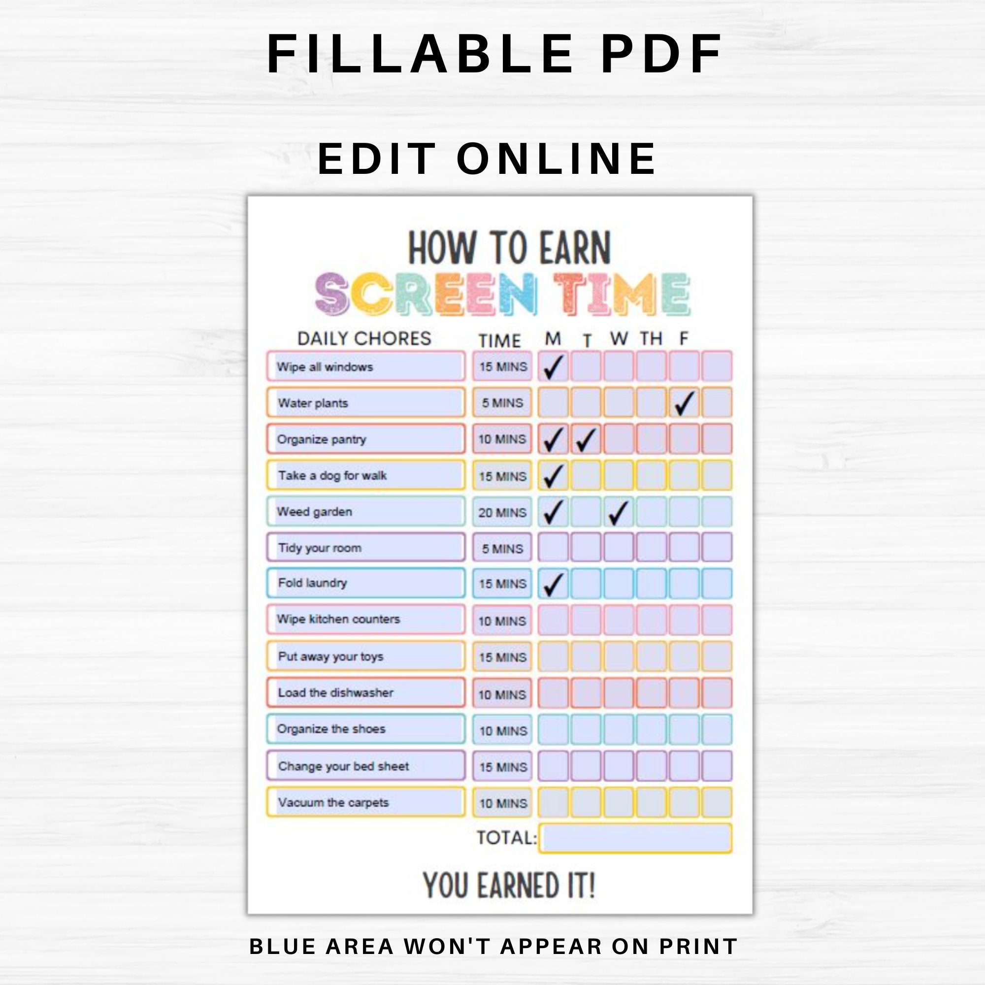 How to Earn Screen Time With Screen Bucks | Editable Allowance Chore ...