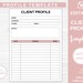 Client Profile Template | Editable Customer Profile Tracker | Client ...
