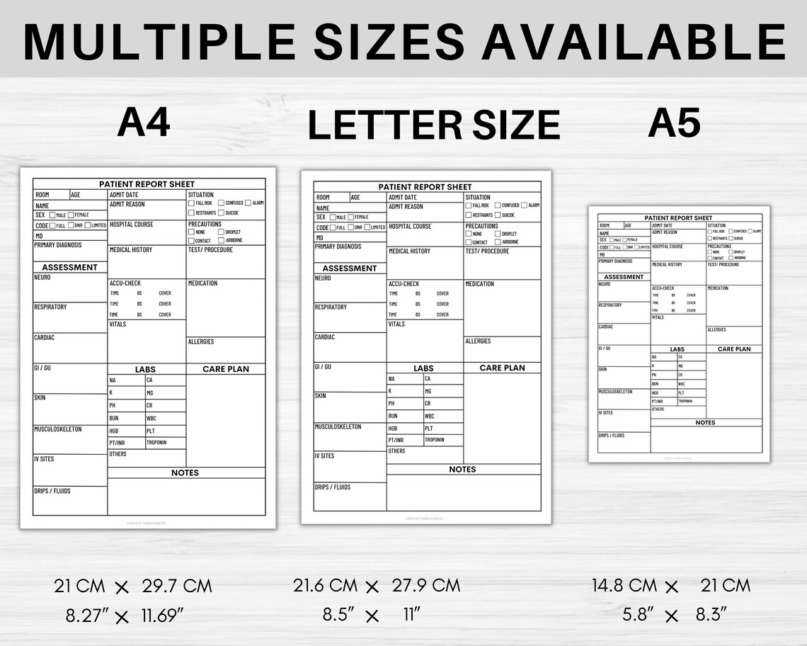 Nursing Report Sheet Printable Nursing Report Sheet Nurse Report Med ...