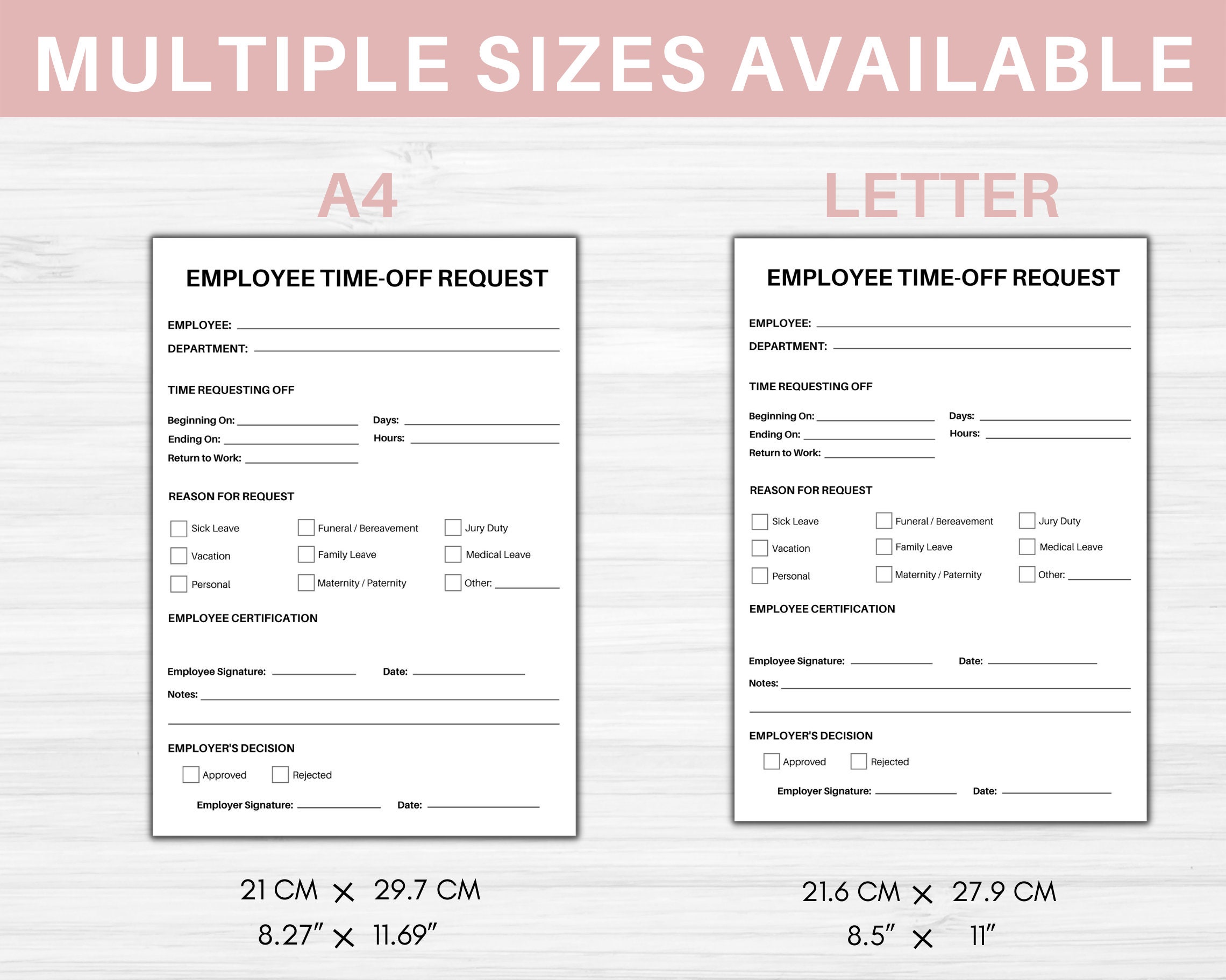 Employee Time-off Request Template | Editable Vacation Form | Time-off ...