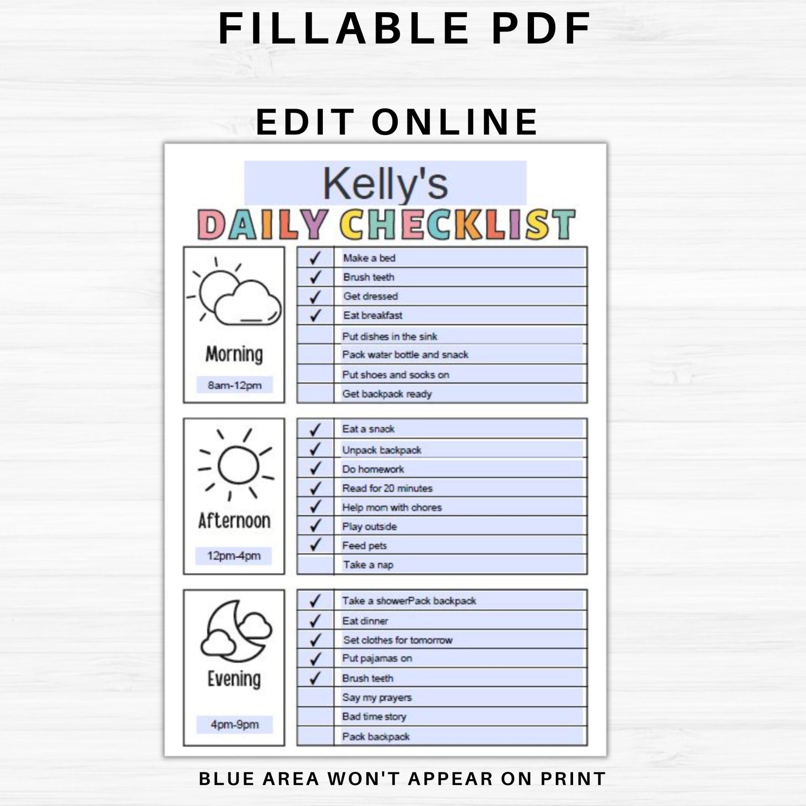 Kids Chore Chart Editable | Daily Routine Responsibility Chart | Kids ...