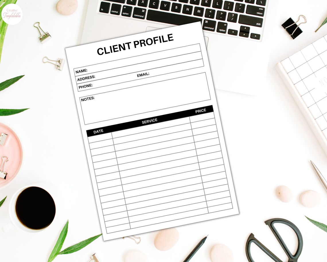 Client Profile Template Editable Customer Profile Tracker Client ...