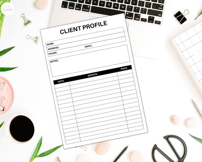 Client Profile Template | Editable Customer Profile Tracker | Client ...