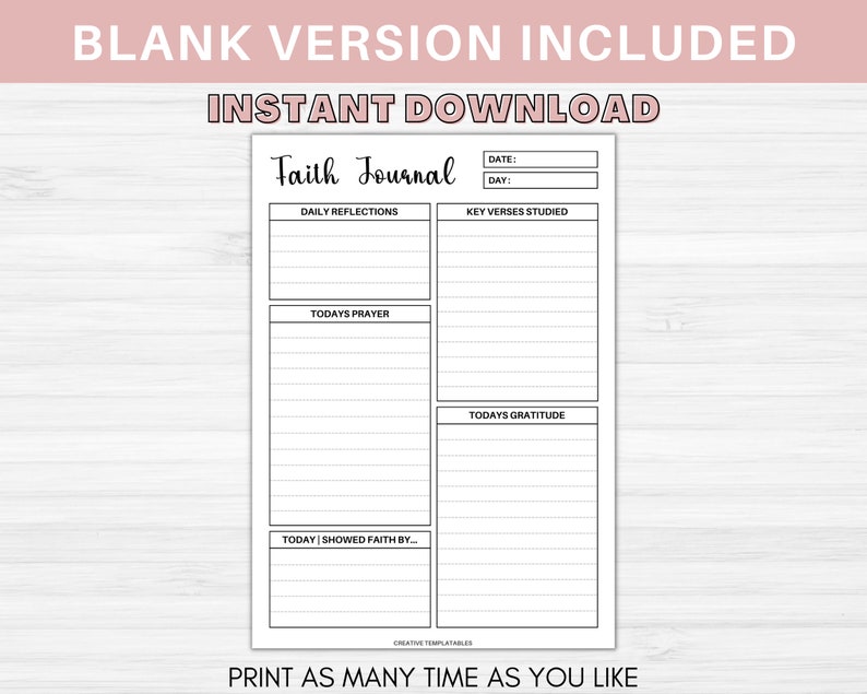 Faith Journal Printable Prayer Journal Bible Journaling Devotional ...