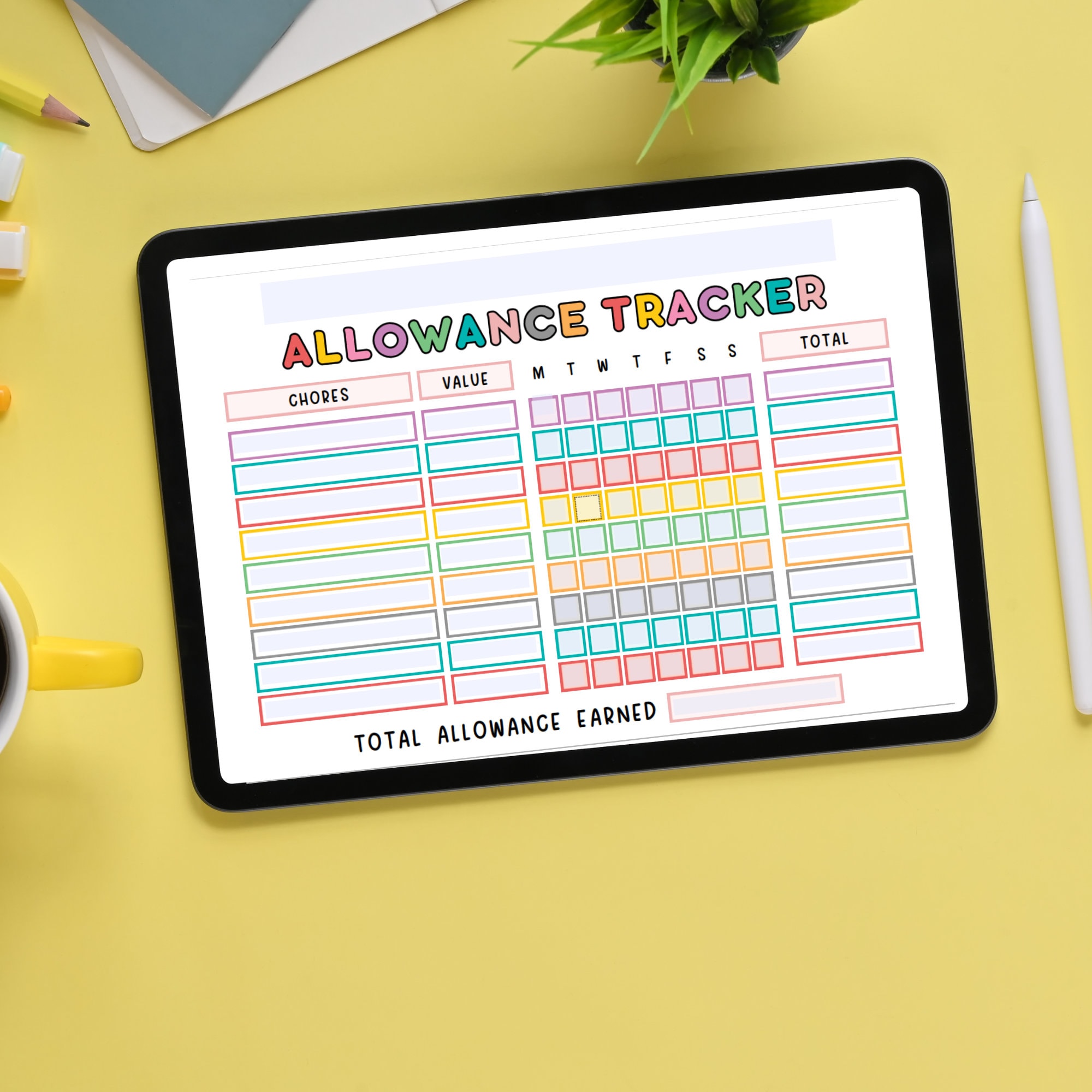 Kids Allowance Tracker Editable | Earn Money Chore Chart for Kids ...