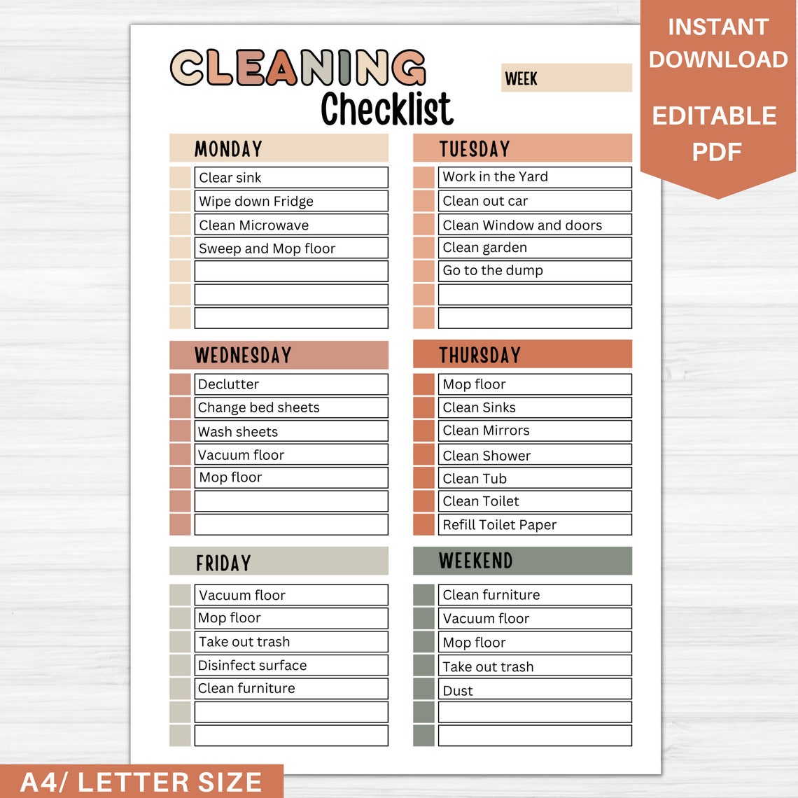 Cleaning Planner Kids Chore Chart Editable Cleaning Schedule for Kids ...