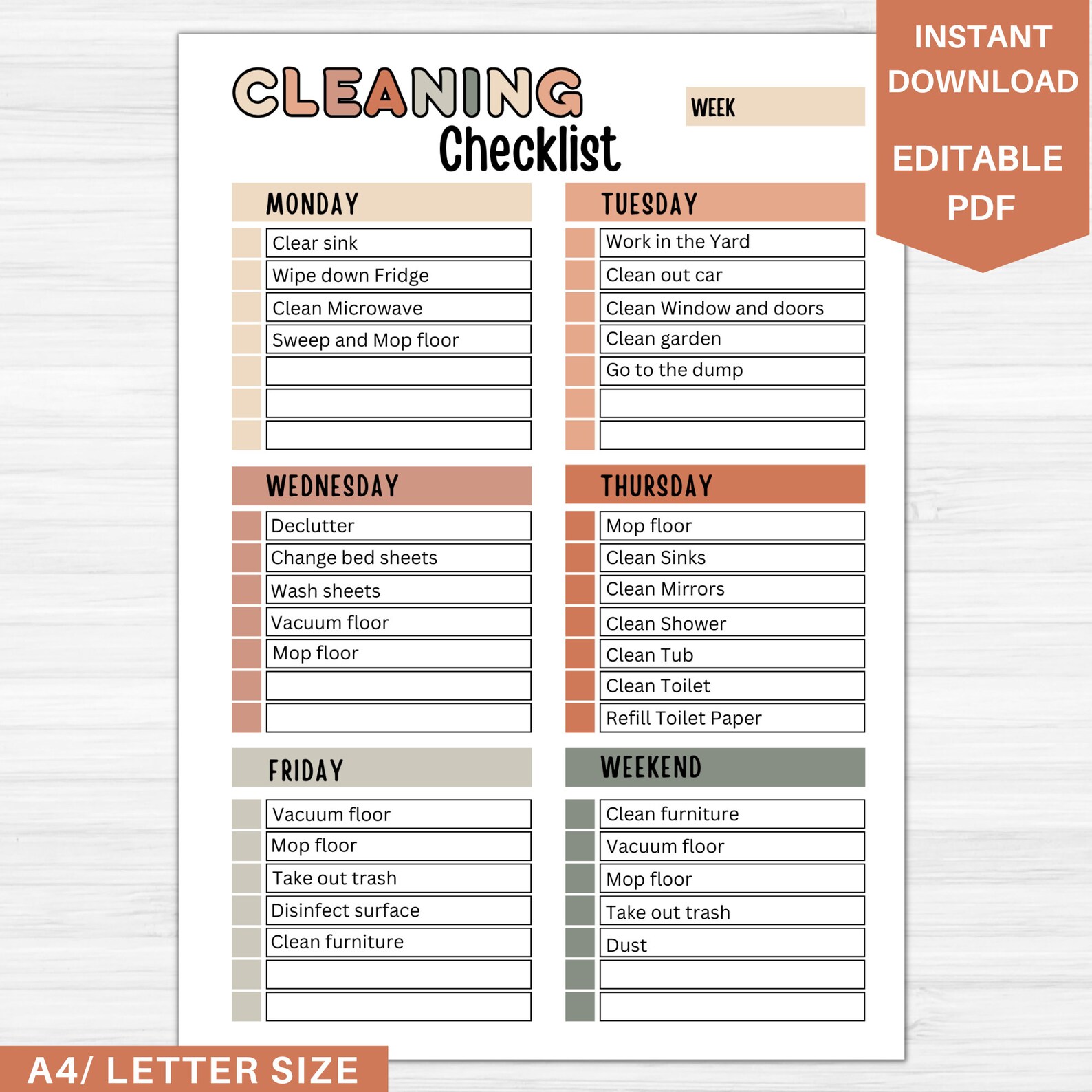 Cleaning Planner Kids Chore Chart Editable Cleaning Schedule for Kids ...