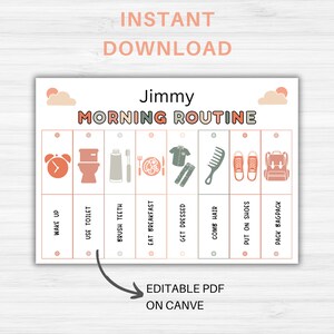 Kids Flip Routine Chart Editable Schedule for Kids Chore Chart Morning ...