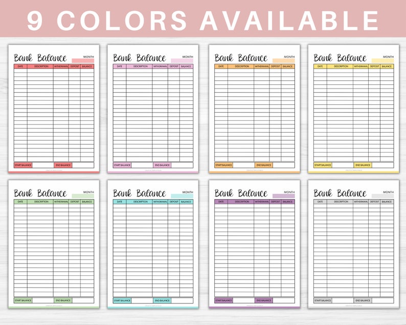 Bank Balance Tracker Finance Tracker Finance Log Saving Tracker Banking ...