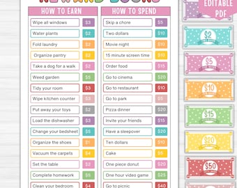 How to Earn Money Chore Chart Editable Allowance Chore Chart for Kids ...