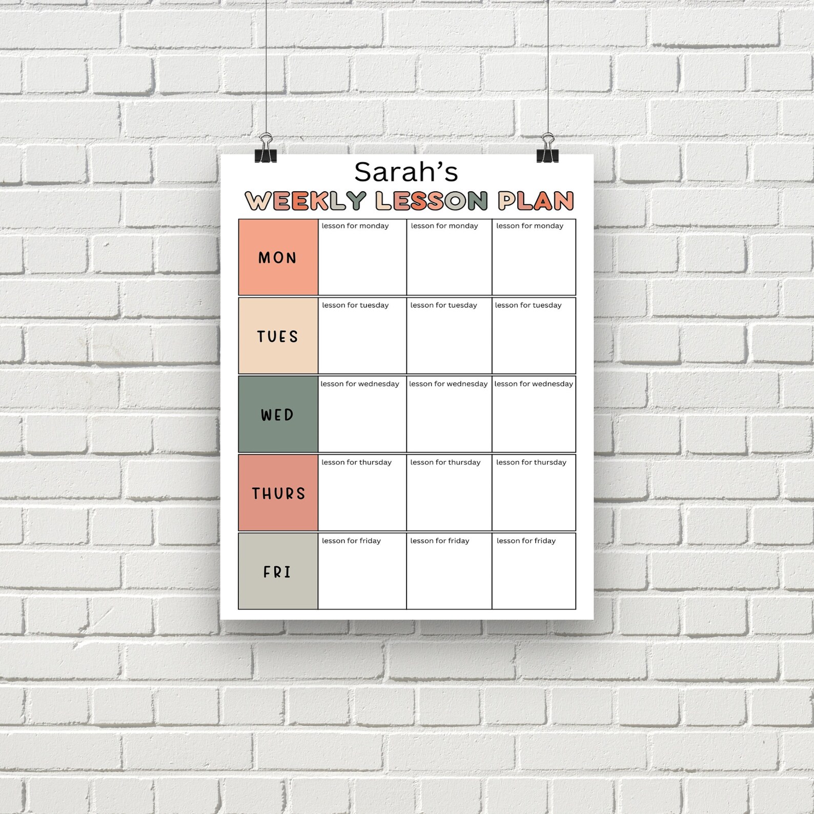 Weekly Lesson Plan Editable | Lesson Planner | Homeschool Teacher ...