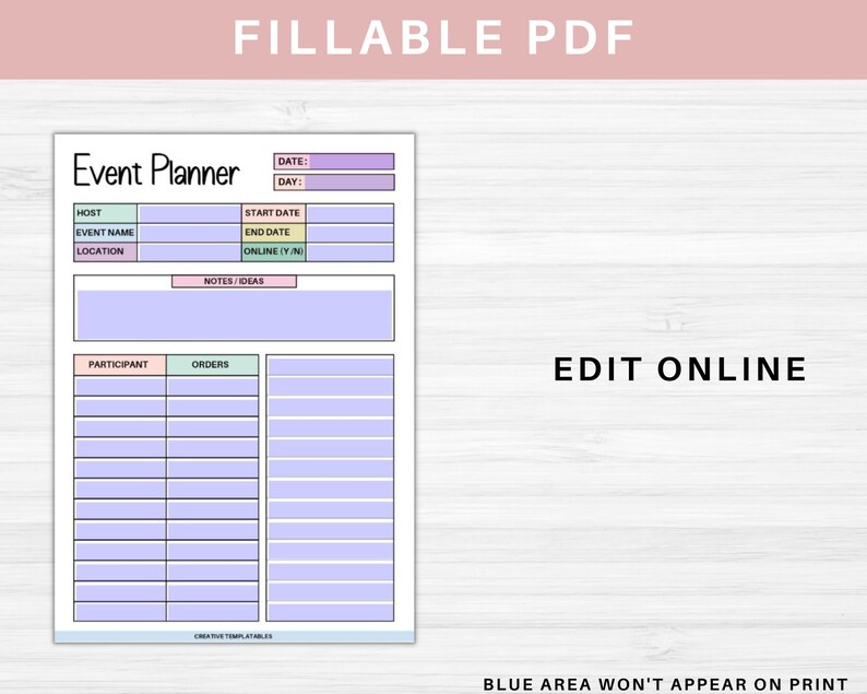 Event Planner Event Tracker Editable Event Planning Template Event ...