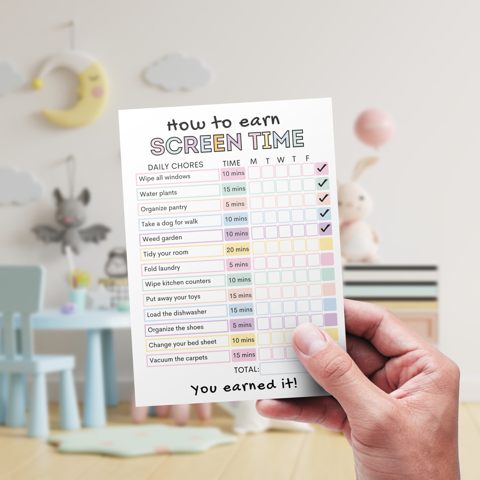 How to Earn Screen Time With Screen Bucks | Editable Allowance Chore ...