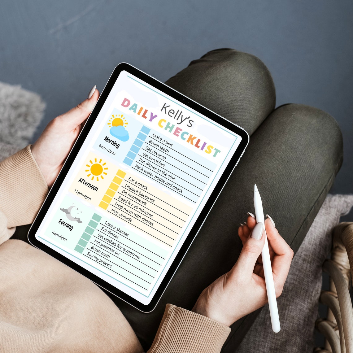 Kids Chore Chart Editable Daily Routine Responsibility Chart Kids Daily ...