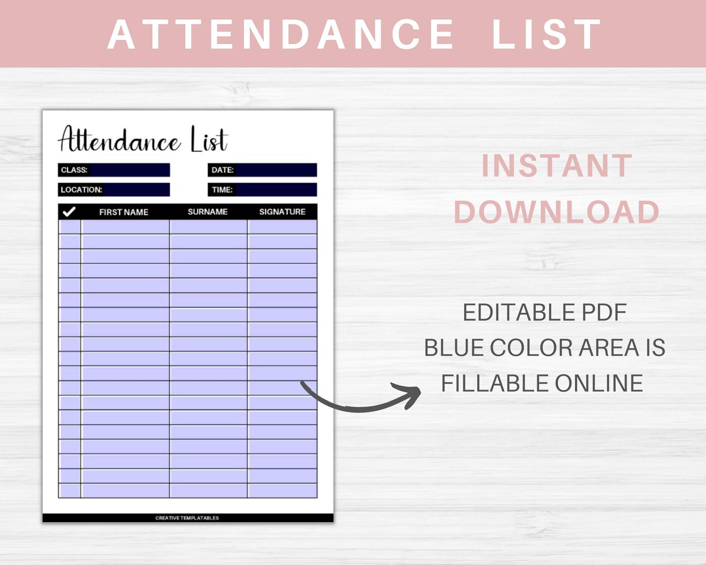Attendance List | Editable Attendence Tracker | Attendance Management ...