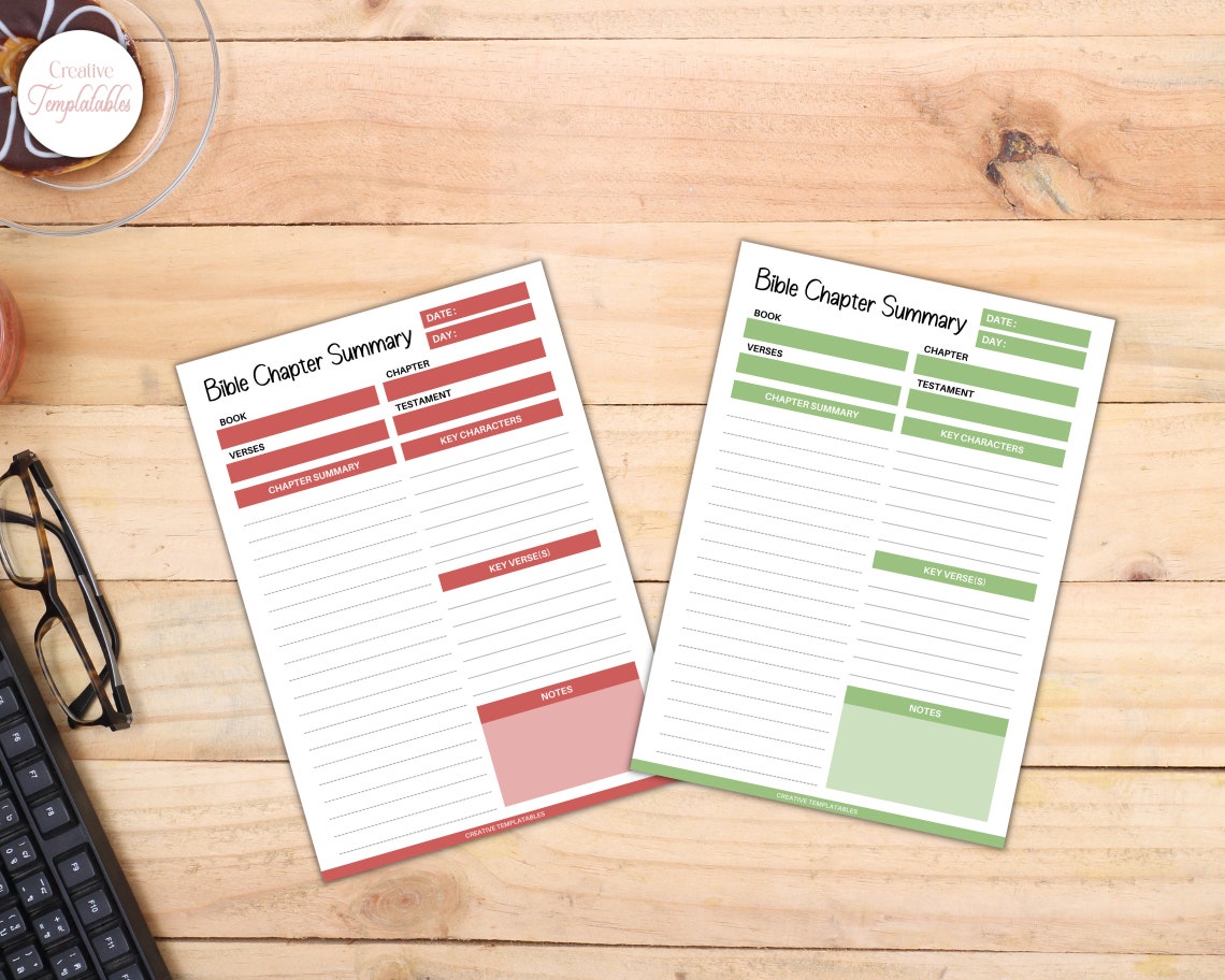 Bible Chapter Summary Printable Bible Study Planner Bible Reading and ...