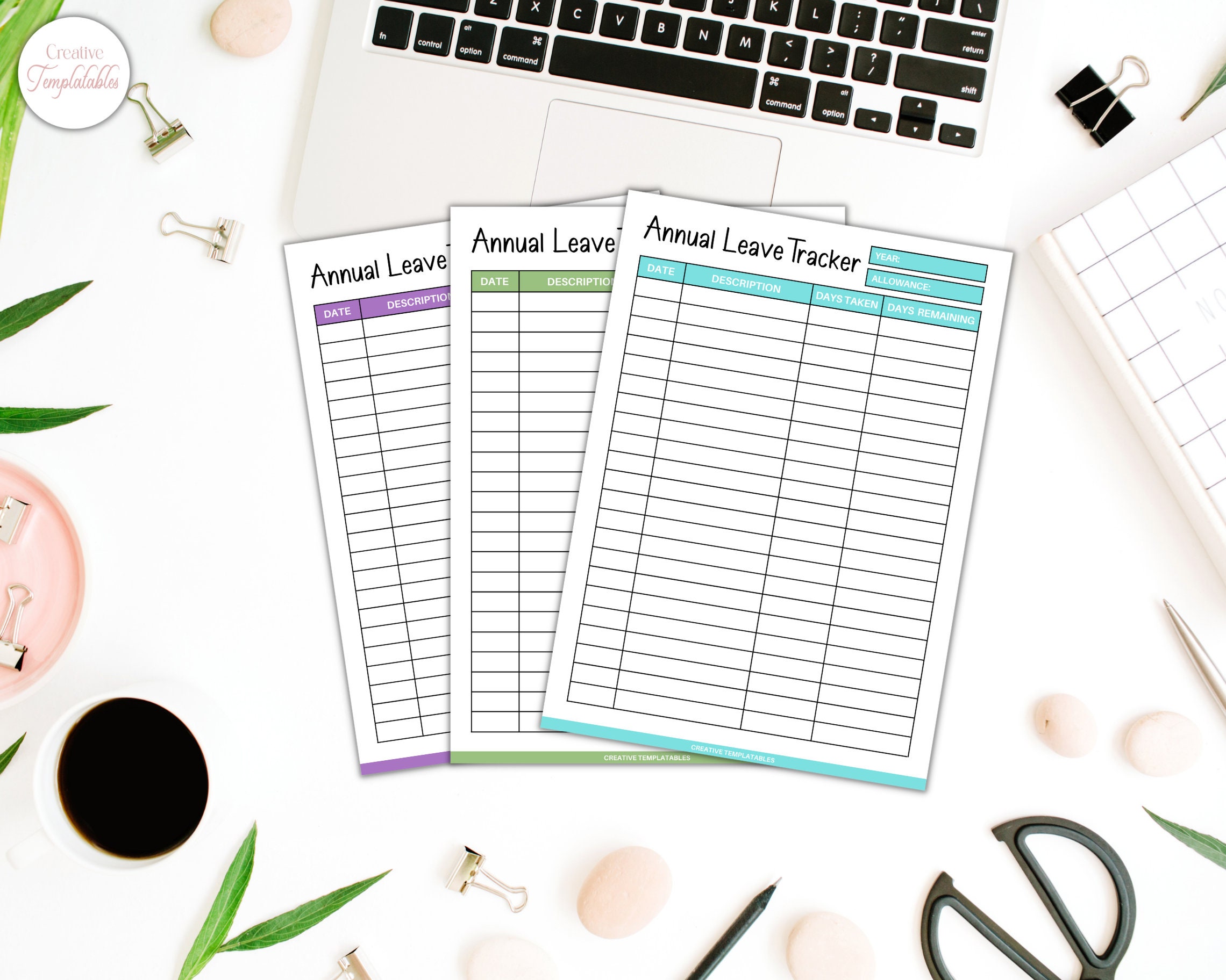 Annual Leave Tracker Printable Holiday Tracker Work Leave Log Annual ...