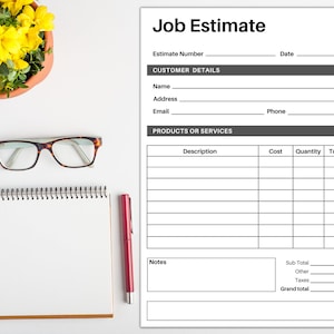 Job Estimate Template | Editable Job Proposal | Project Estimate ...