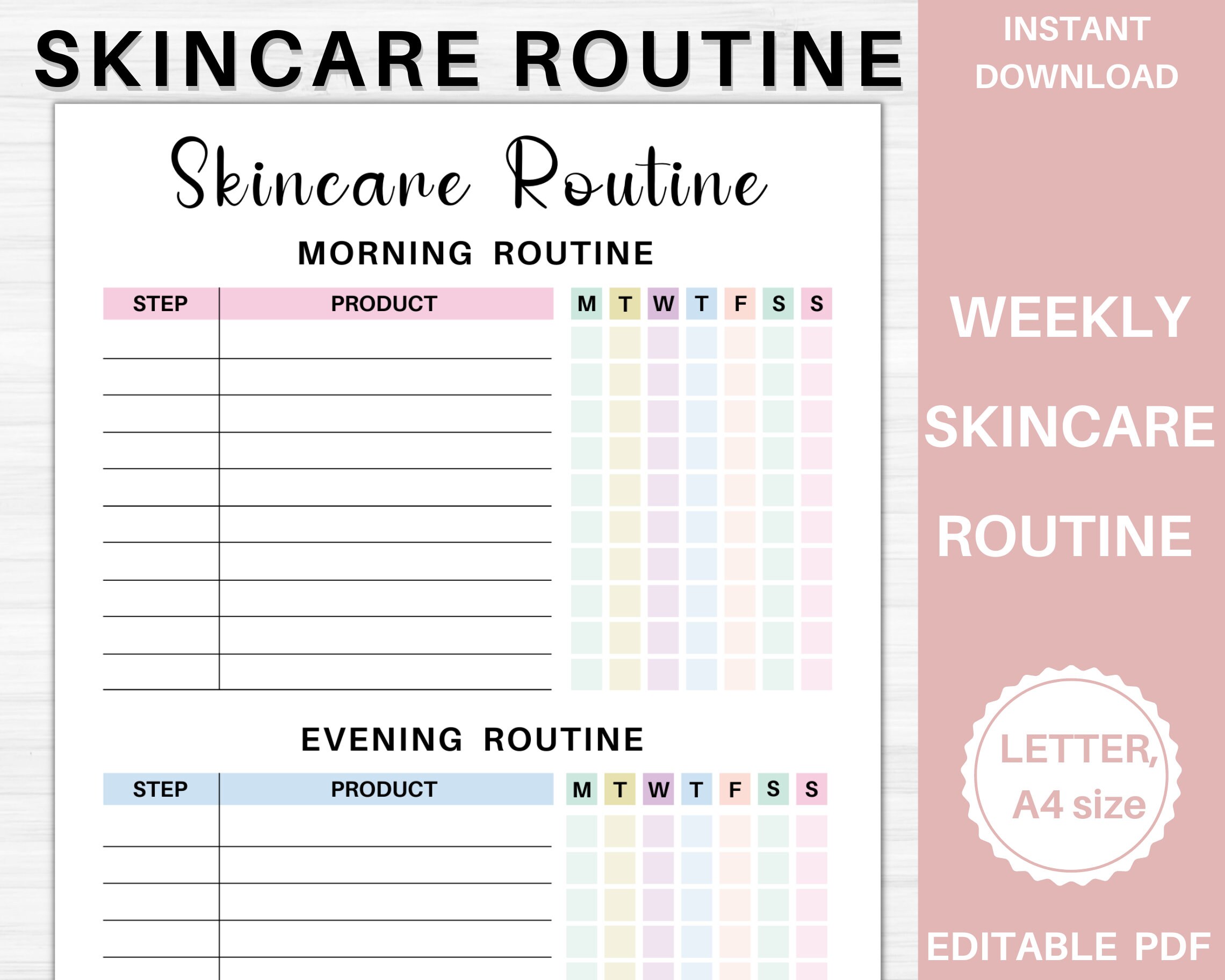 Skin Care Routine Planner Printable Beauty Planner Daily Self Care ...