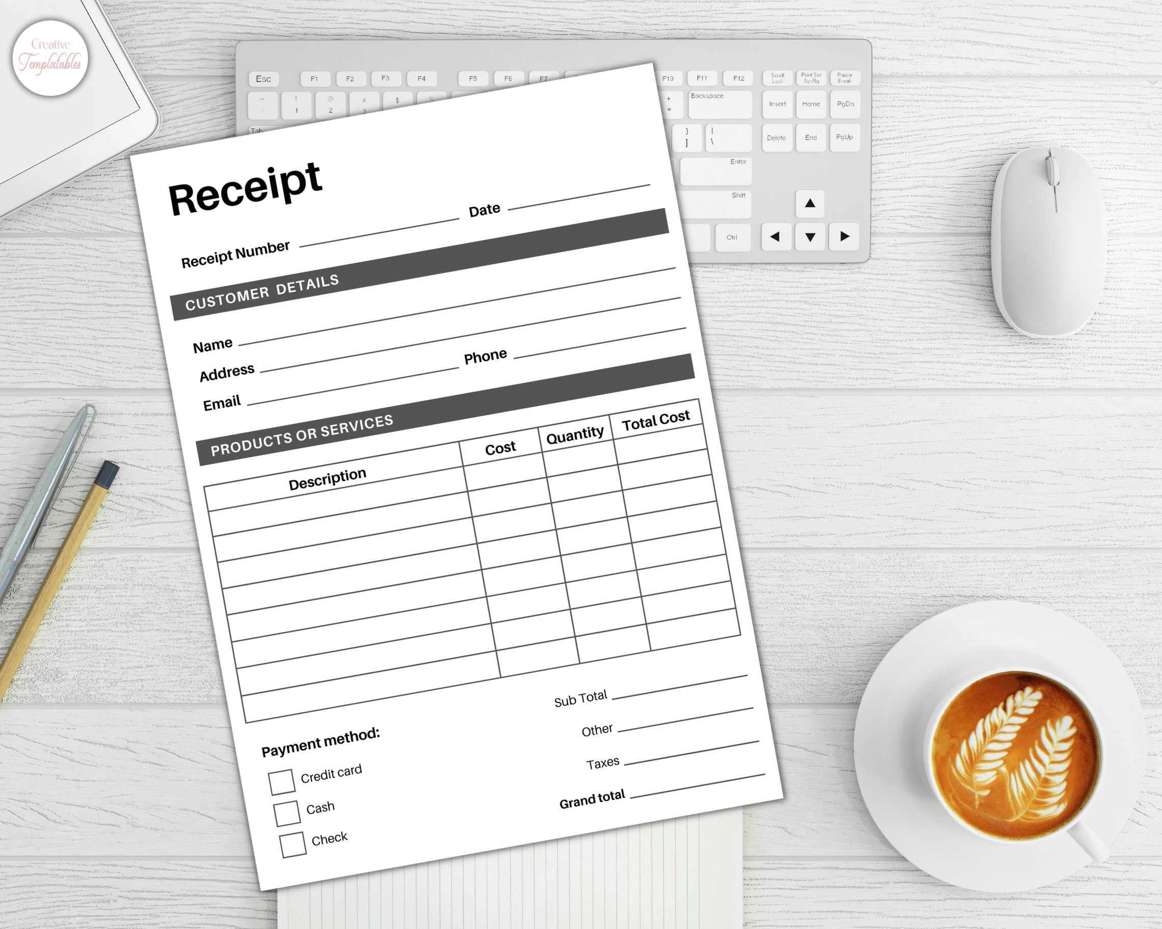 Receipt Template Editable Billing Template Sale and Customer Receipt ...