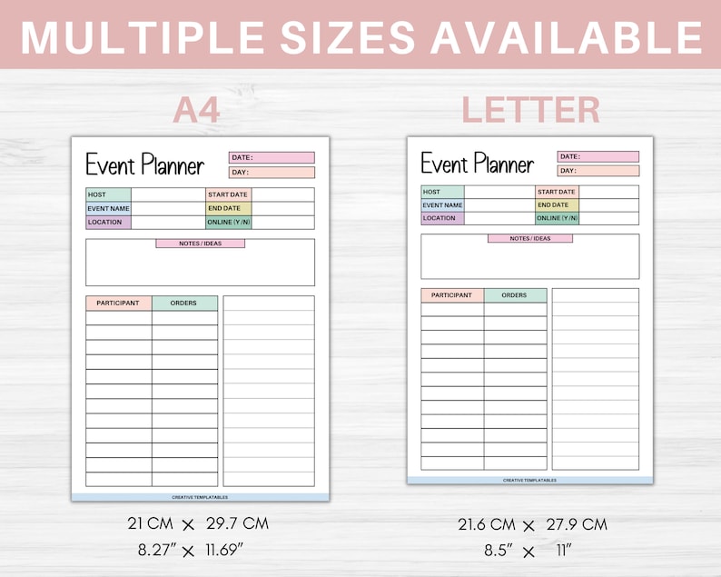 Event Planner Event Tracker Editable Event Planning Template Event ...