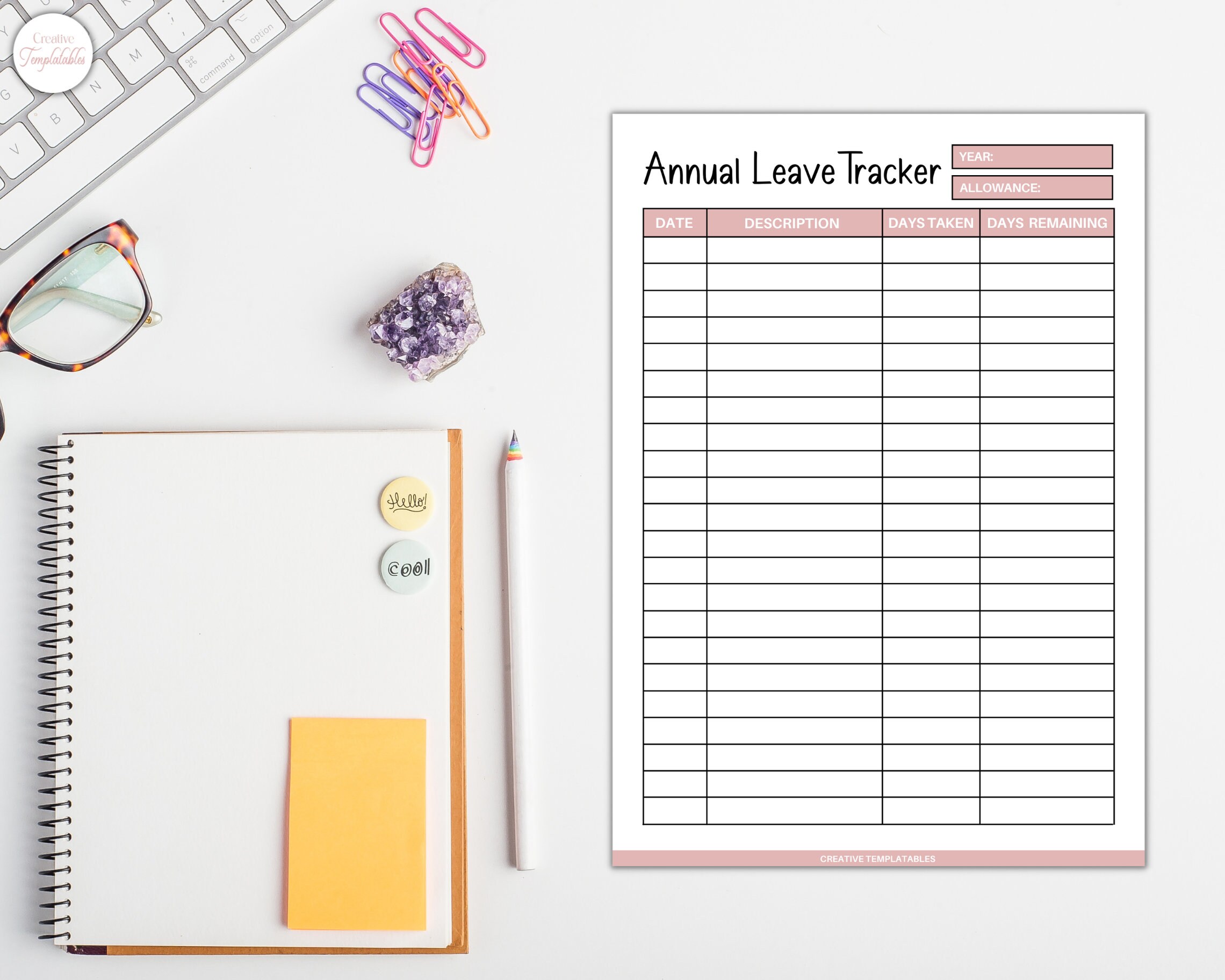 Annual Leave Tracker | Editable Holiday Tracker | Work Leave Log ...