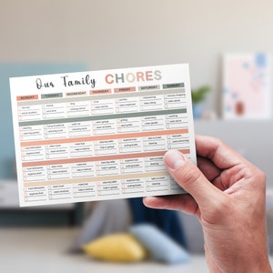 Family Chore Chart 2,3,4,5 Family Members Editable Chore Chart Family ...