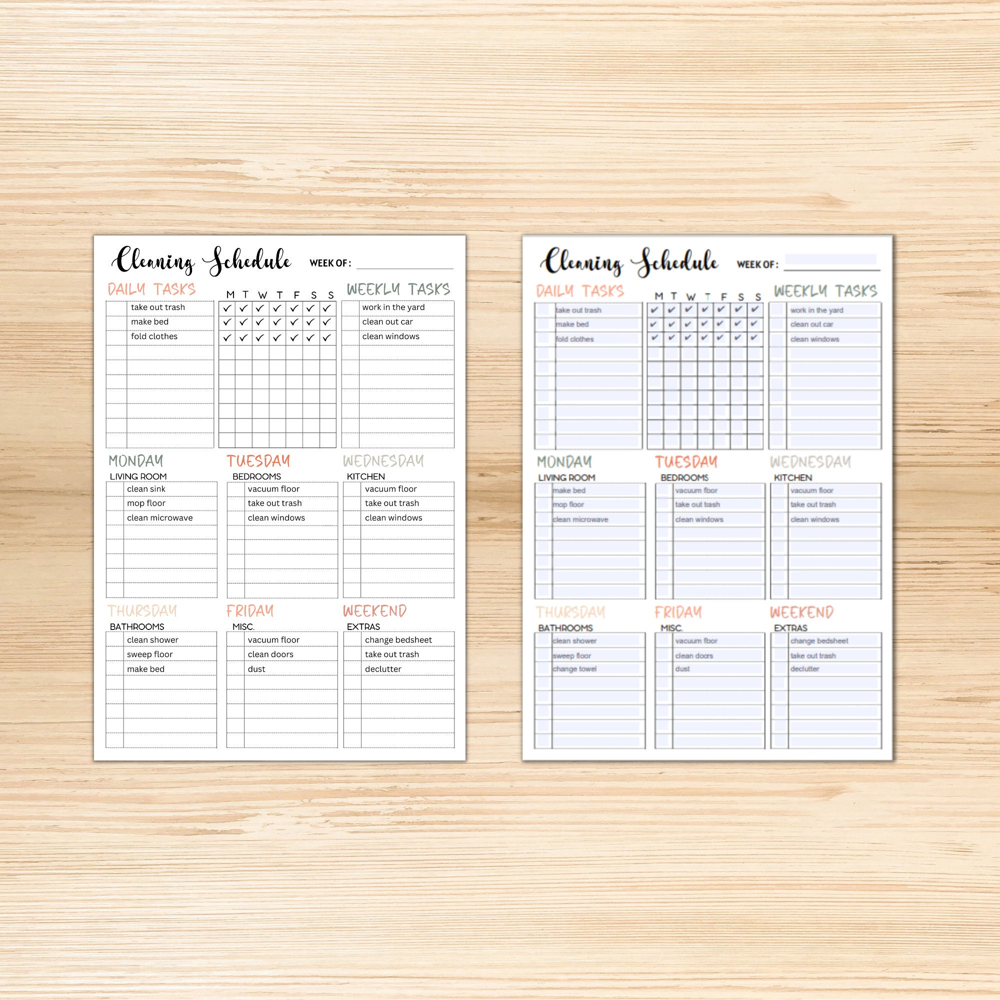 Cleaning Planner Cleaning Chore Chart Editable Cleaning Schedule ...