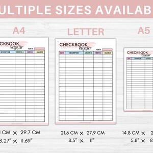 Checkbook Register Printable Check Transaction Tracker Checkbook Log ...