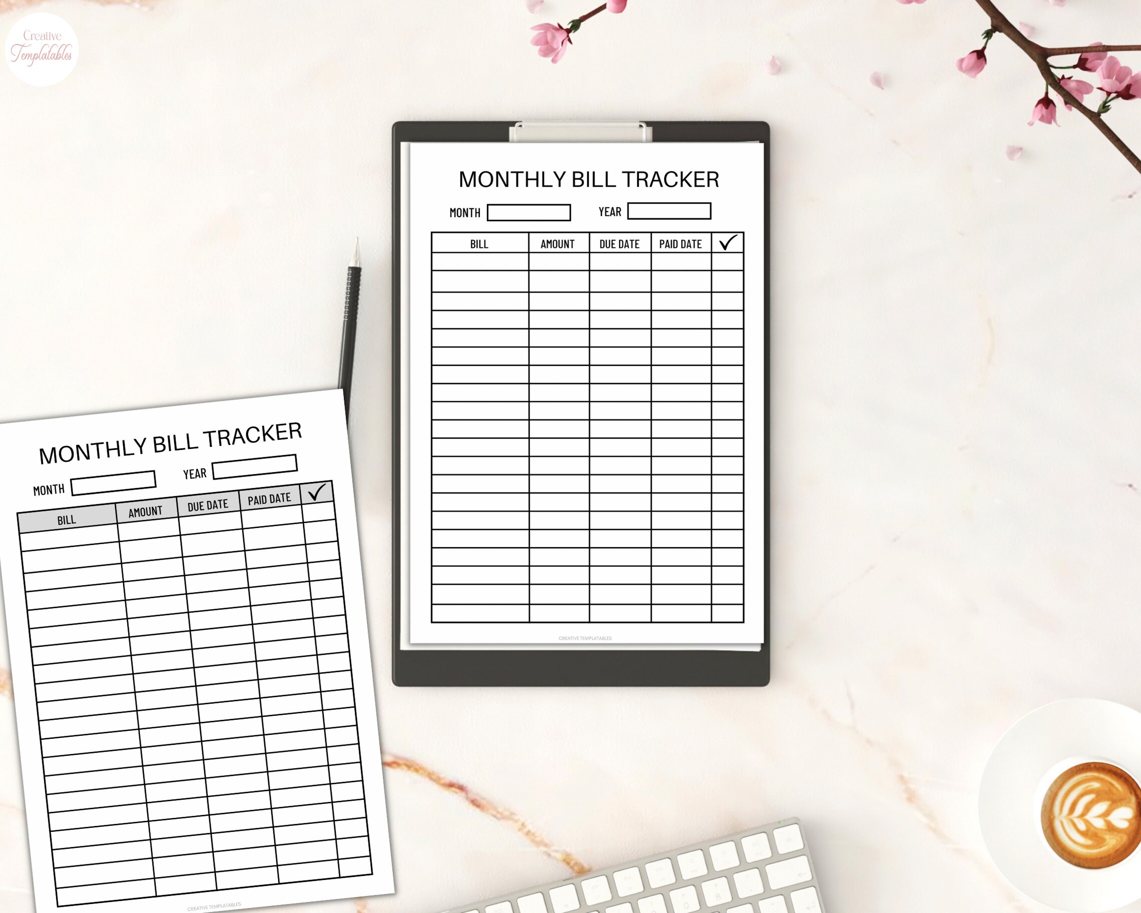 Monthly Bill Tracker Printable Yearly Bill Payment Checklist Bill ...