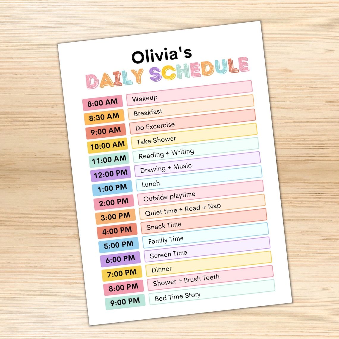 Kids Chore Chart Editable Daily Routine Responsibility Chart Kids Daily ...