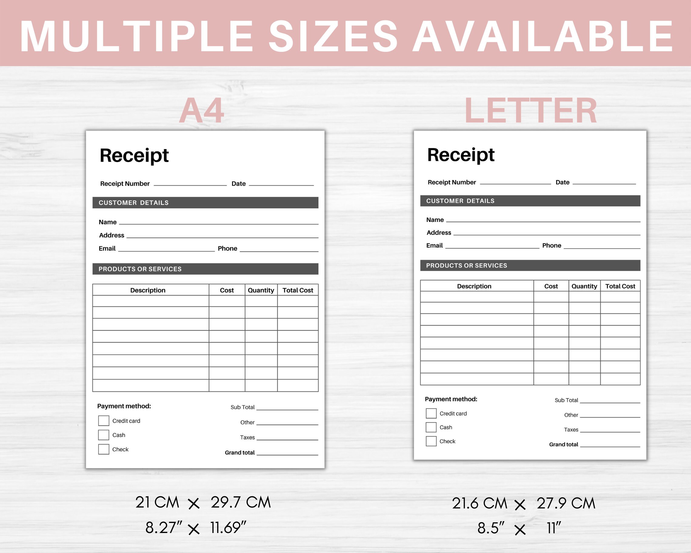 Receipt Template Editable Billing Template Sale and Customer Receipt ...