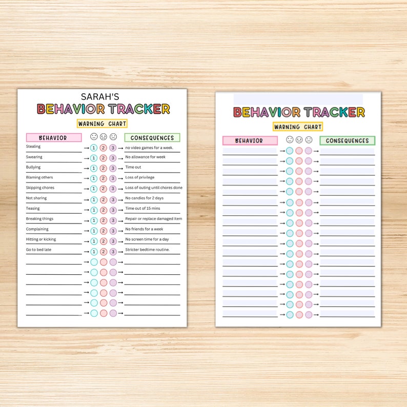 Behavior Reward Chart for Kids Good Behavior Tracking Children Behavior ...