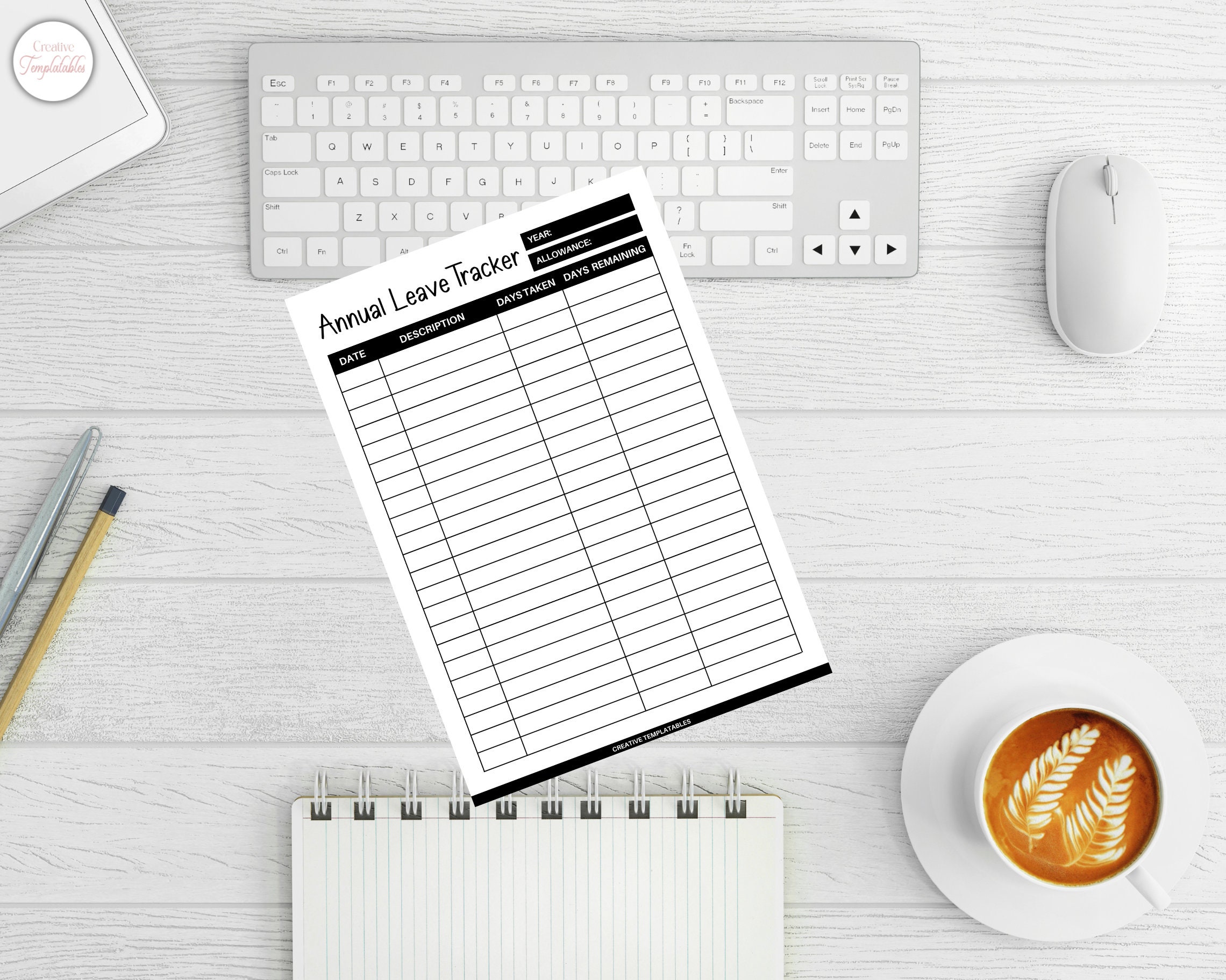 Annual Leave Tracker Editable Holiday Tracker Work Leave Log Annual ...