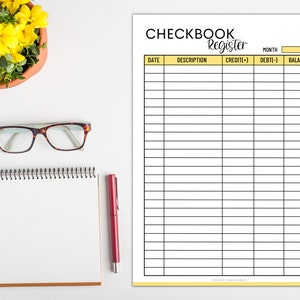 Checkbook Register Printable Check Transaction Tracker Checkbook Log ...