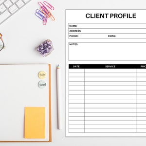 Client Profile Template | Editable Customer Profile Tracker | Client ...