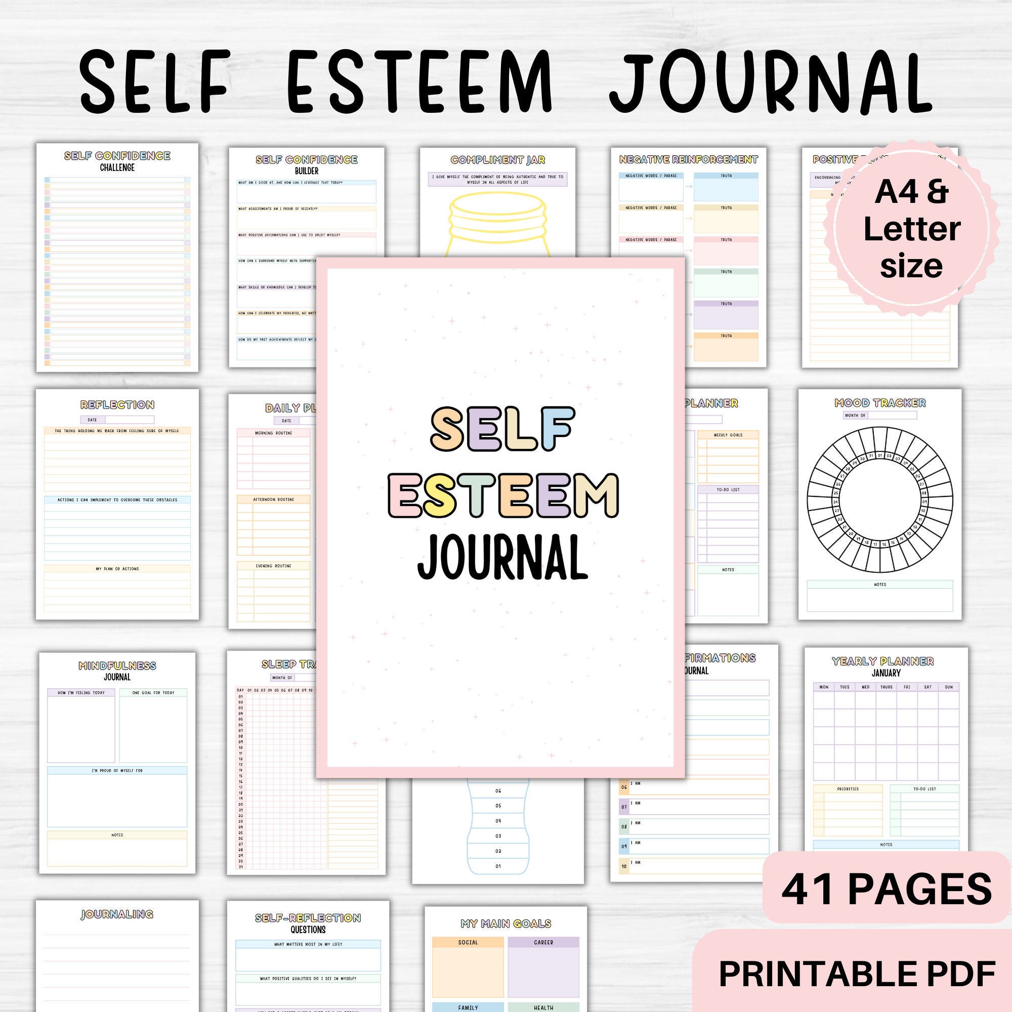 Self-esteem Journal Printable Self-confidence Planner Mental Health Log ...