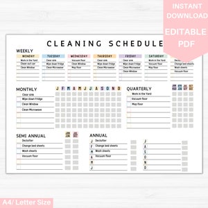 Cleaning Planner Cleaning Chore Chart Editable Cleaning - Etsy