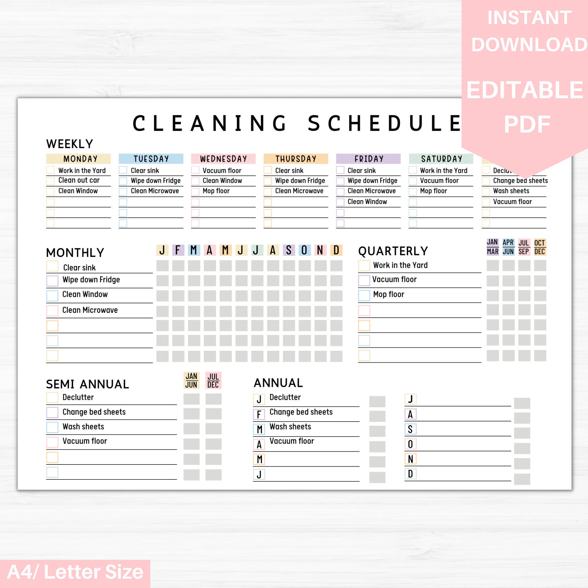 Cleaning Planner Cleaning Chore Chart Editable Cleaning Schedule ...