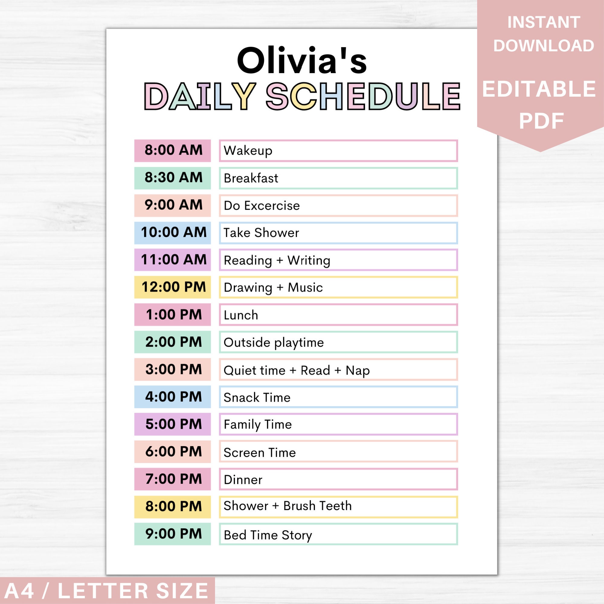 Kids Chore Chart Editable Daily Routine Responsibility Chart - Etsy