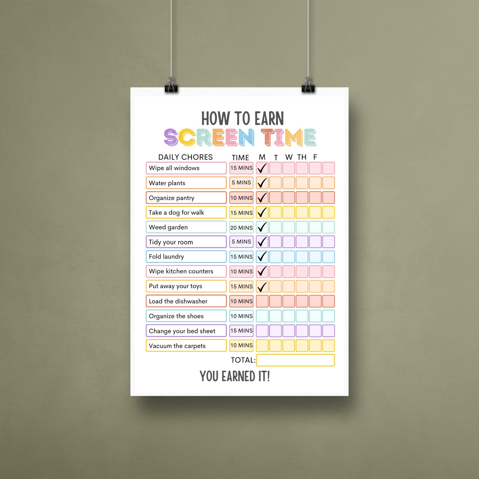 How to Earn Screen Time With Screen Bucks Editable Allowance Chore ...